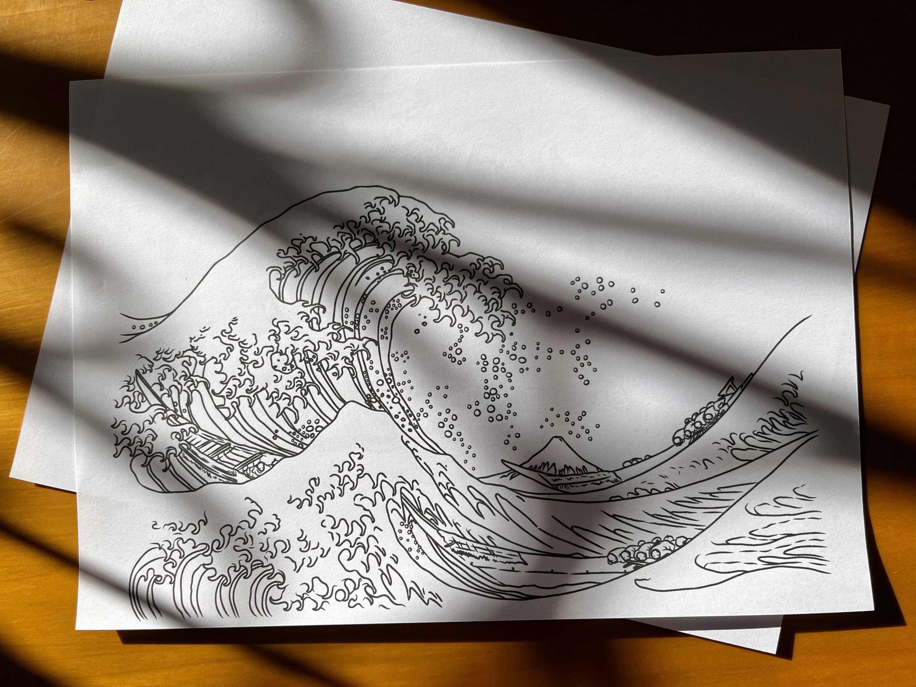 The Great Wave off Kanagawa Hokusai Katsushika, Adult Coloring Detailed ...