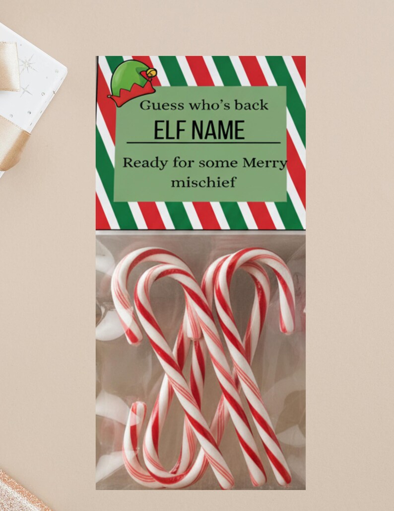 Printable Elf Bag Topper, Christmas Goody Bag Topper With Elf Name ...