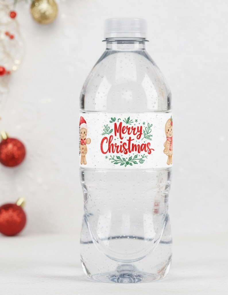 Christmas Water Bottle Labels Printable, Holiday Water Bottle Wraps ...