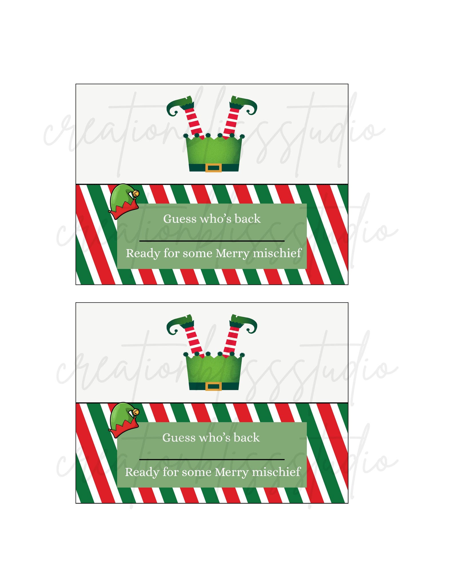Printable Elf Bag Topper, Christmas Goody Bag Topper With Elf Name ...