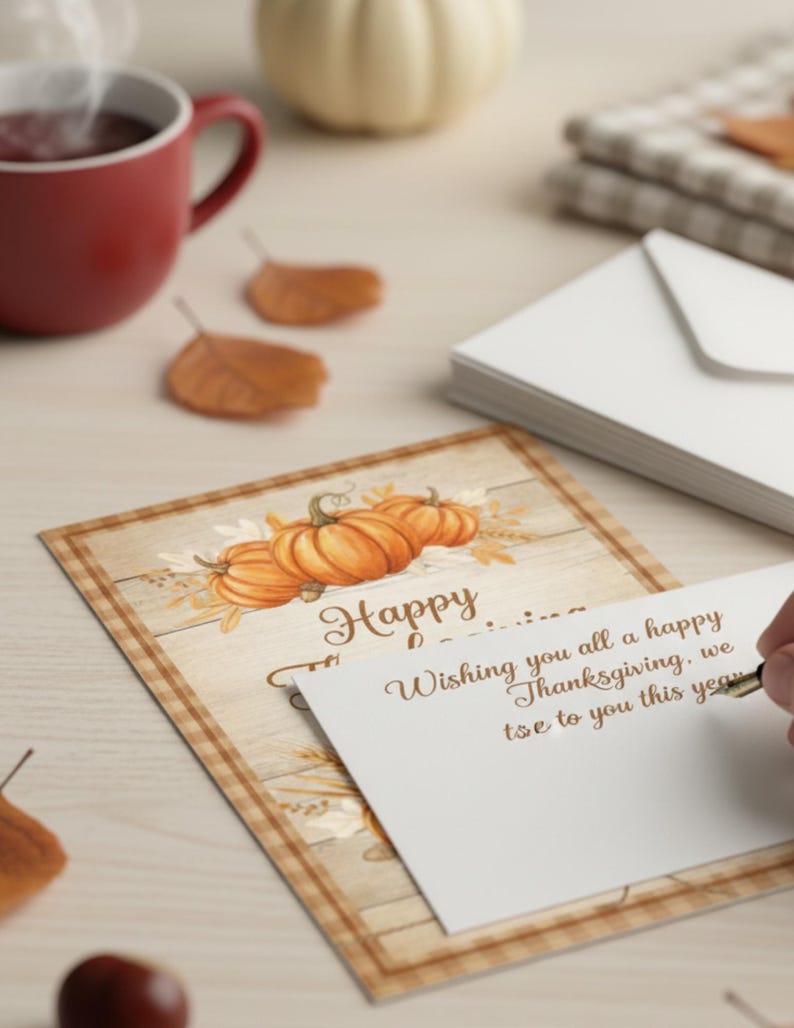 Happy Thanksgiving Card Printable 5x7, Rustic Pumpkin Fall Greeting ...