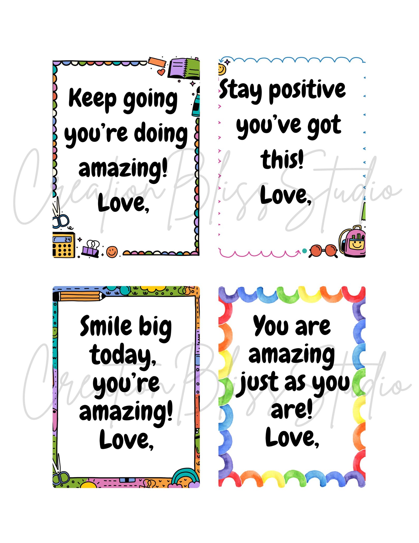 Motivational Lunchbox Notes for Kids: 16 Printable Encouragement Cards ...