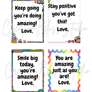 Motivational Lunchbox Notes for Kids: 16 Printable Encouragement Cards ...