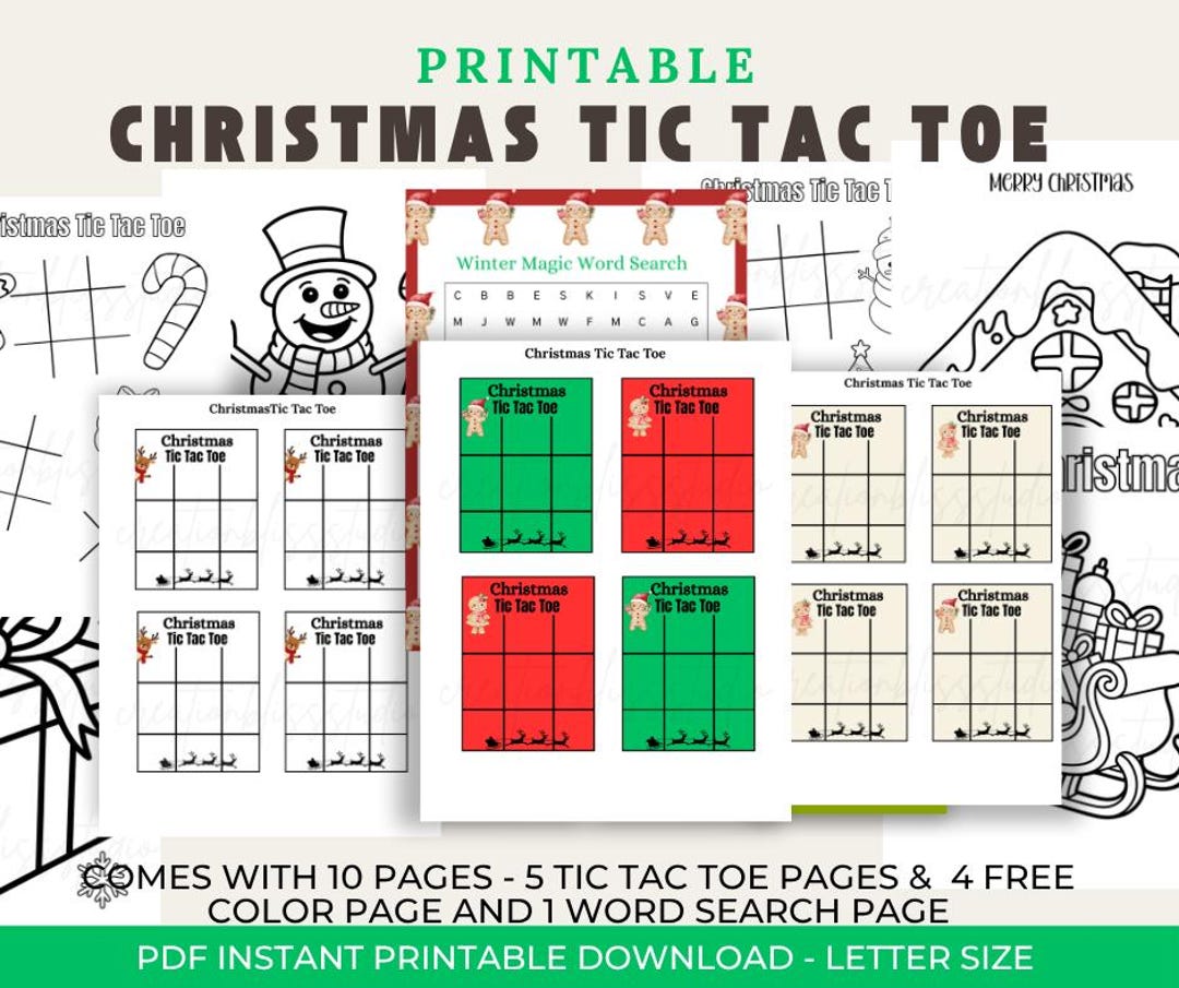 Christmas Tic Tac Toe Game Printable | Holiday Kids Activity | Coloring ...