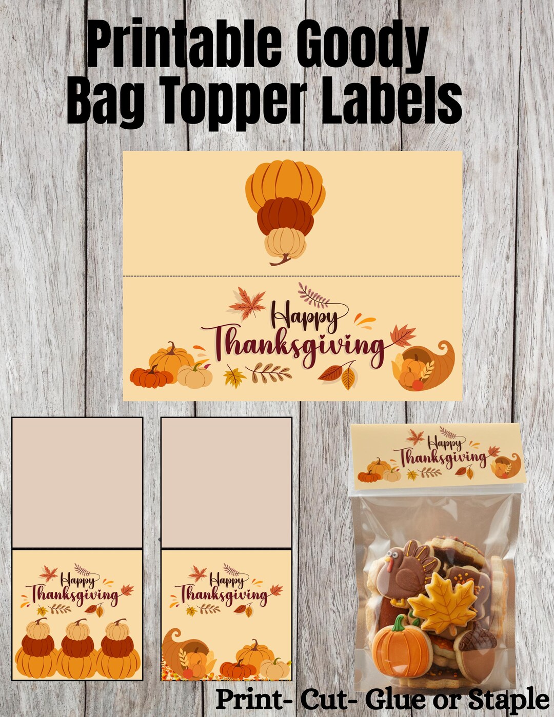 Thanksgiving Goody Bag Topper Printable, Fall Treat Bag Labels, 2 Sizes ...
