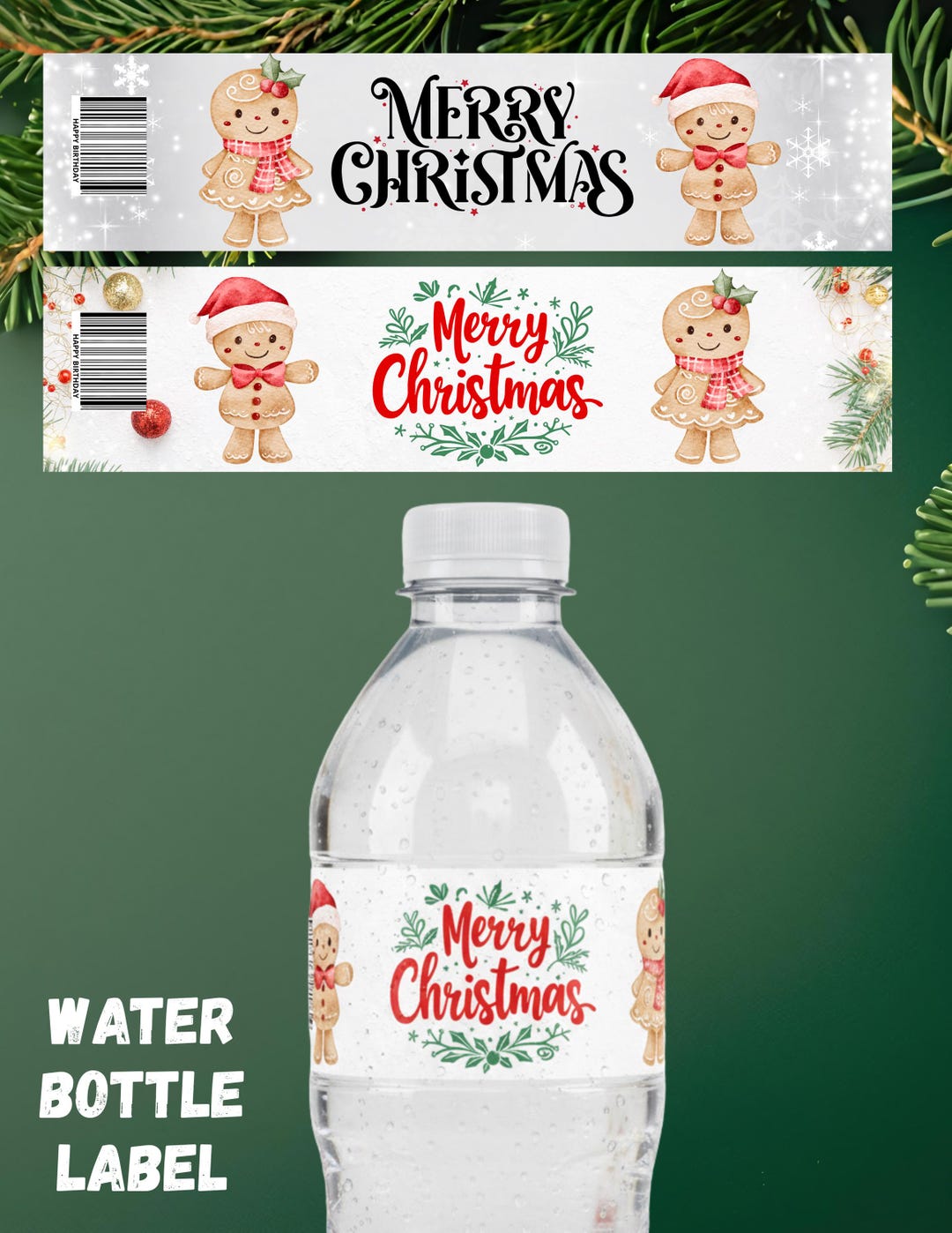 Christmas Water Bottle Labels Printable, Holiday Water Bottle Wraps ...