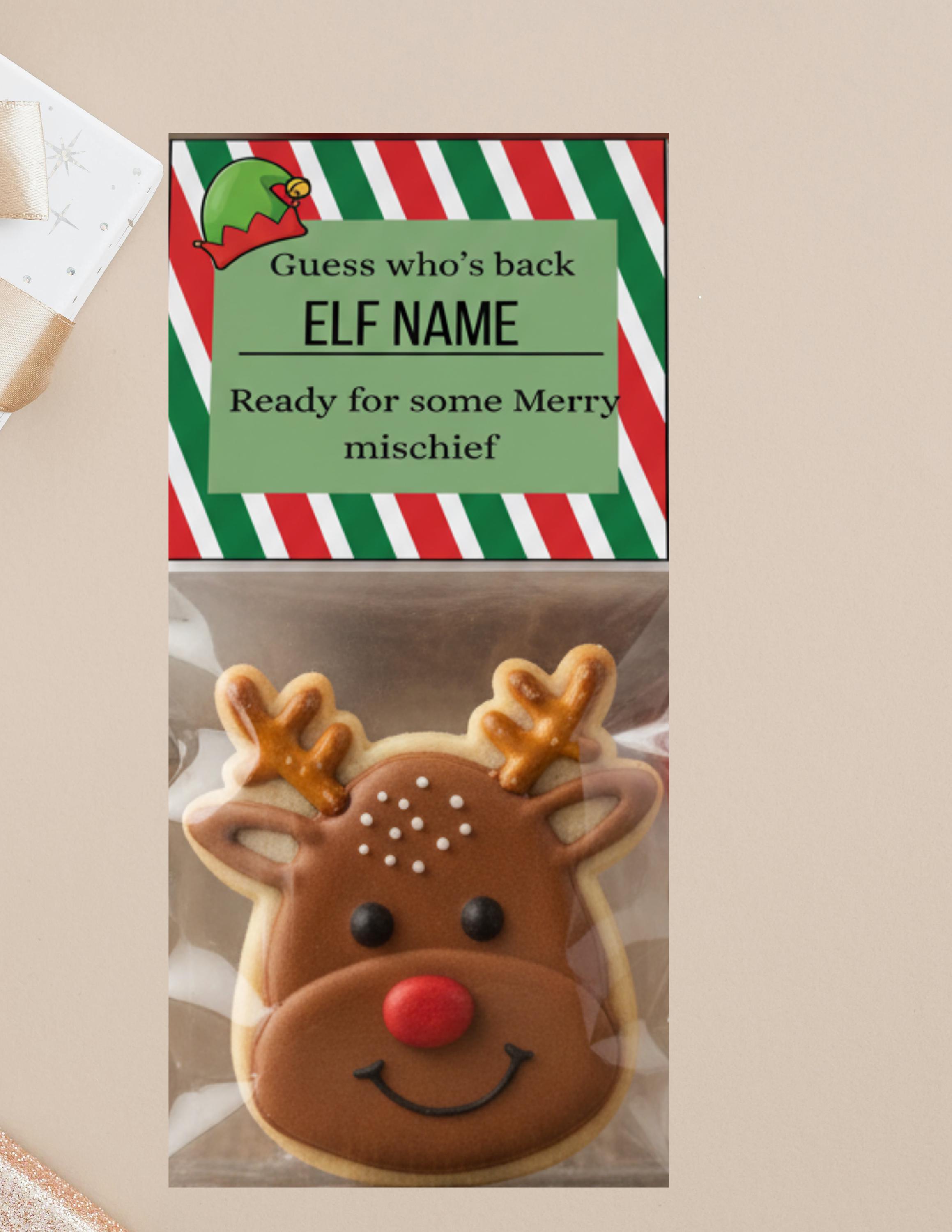 Printable Elf Bag Topper, Christmas Goody Bag Topper With Elf Name ...