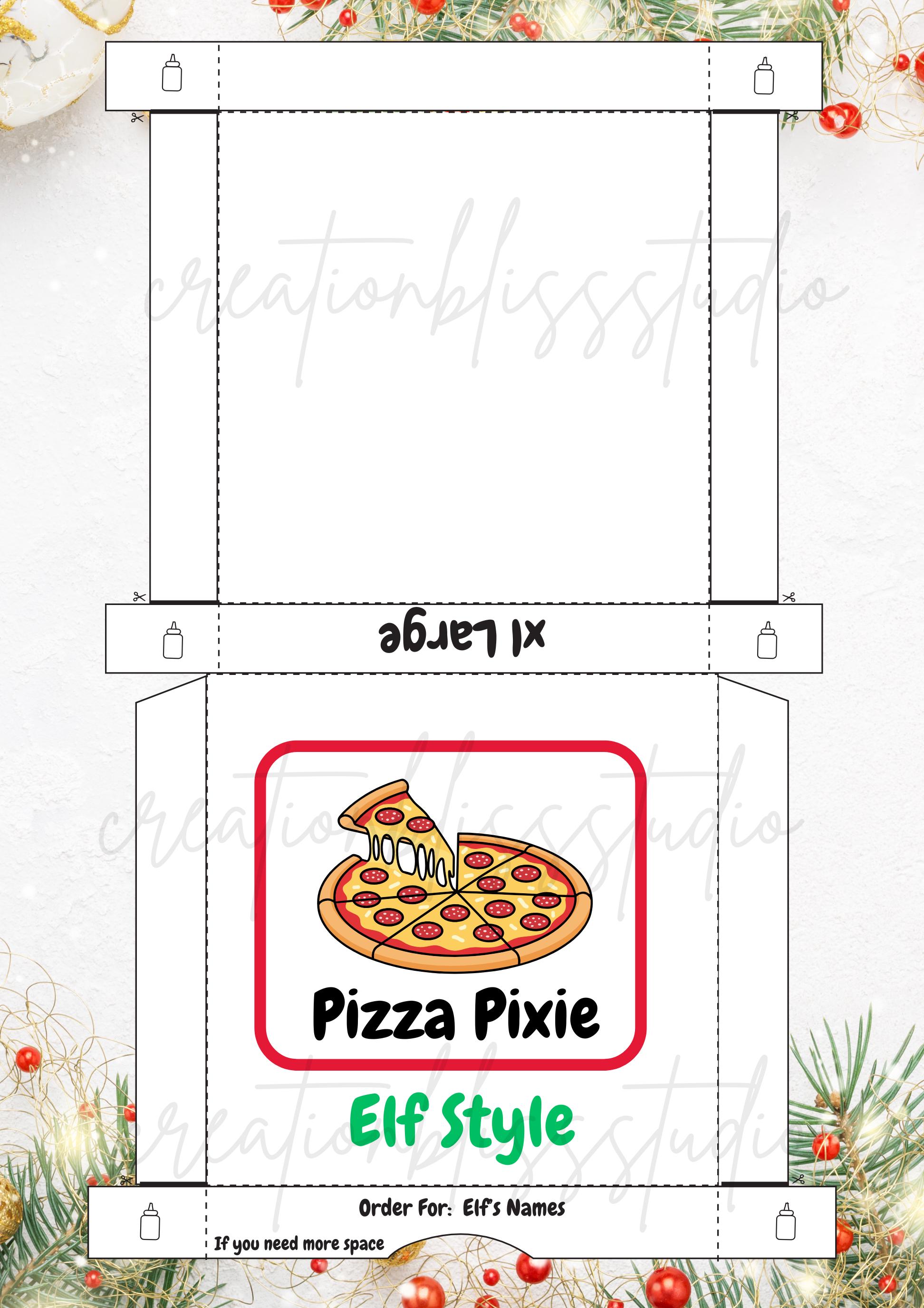Elf Mini Pizza Box Template Canva, Elf Prop Printable, 4x4 Elf Pizza ...