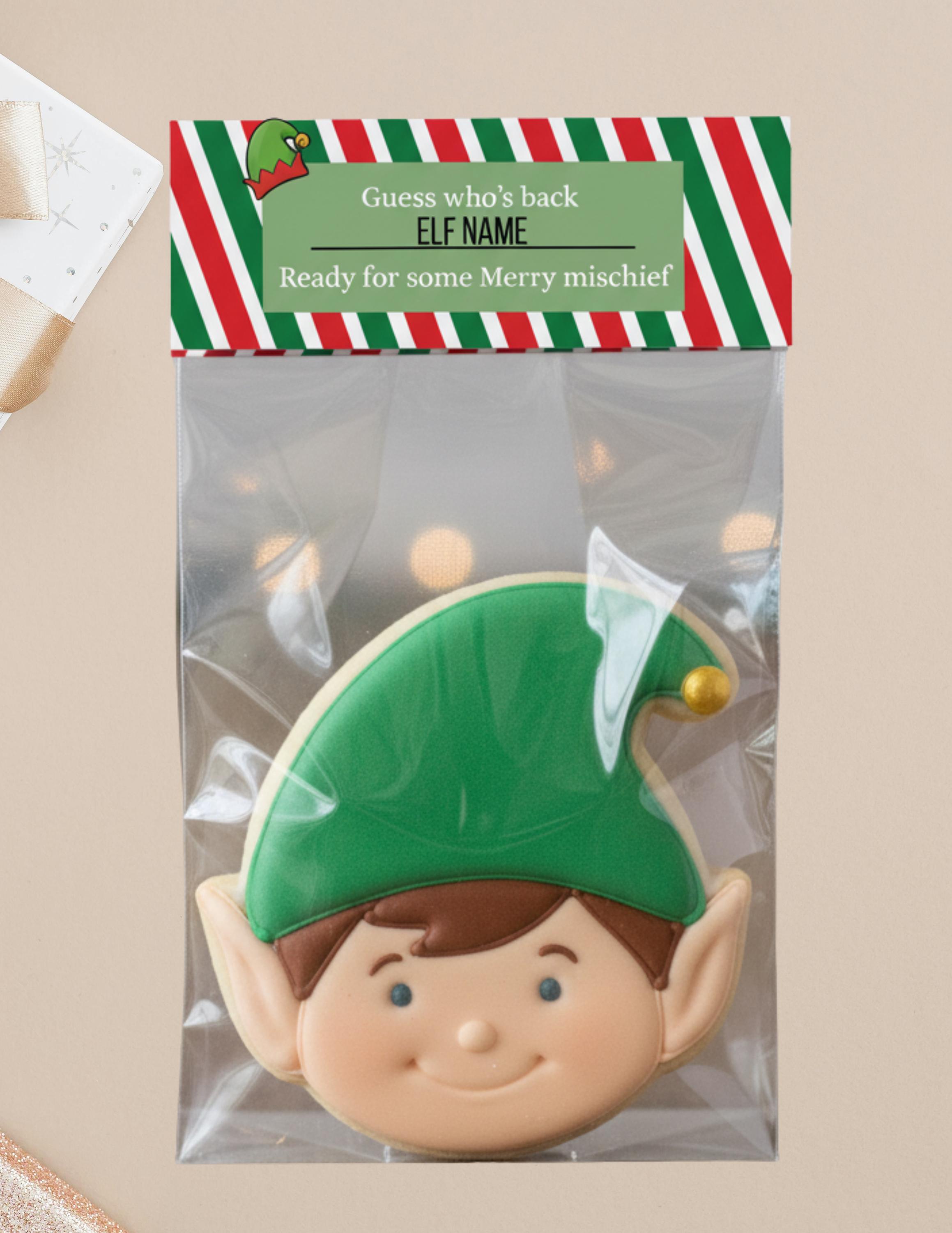Printable Elf Bag Topper, Christmas Goody Bag Topper With Elf Name ...