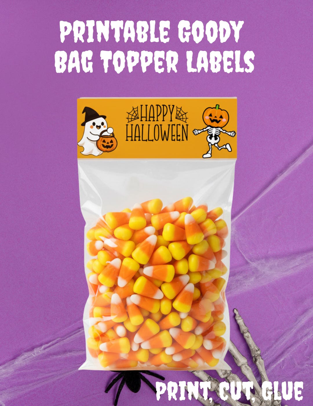 Halloween Goody Bag Topper Printable Labels, Ghost & Pumpkin Treat Bag ...