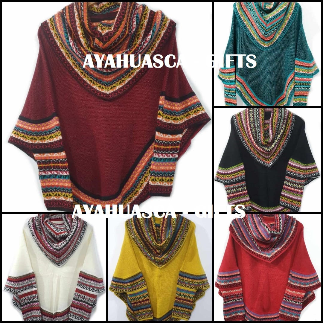 Superfine Alpaca Wool Knitted Turtleneck Poncho Cape for Women Sweater ...