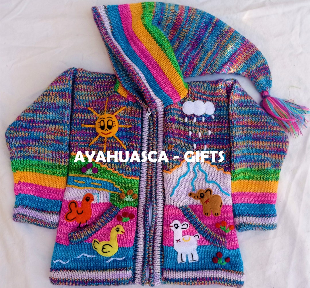 Children's Cardigan Kids Hooded Sweater Knitted Jacket - Etsy