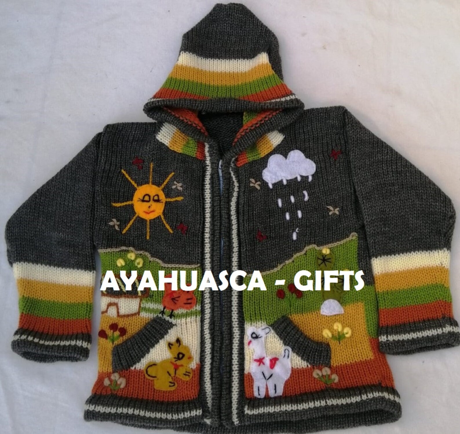 Children's Cardigan Kids Hooded Sweater Knitted Jacket - Etsy