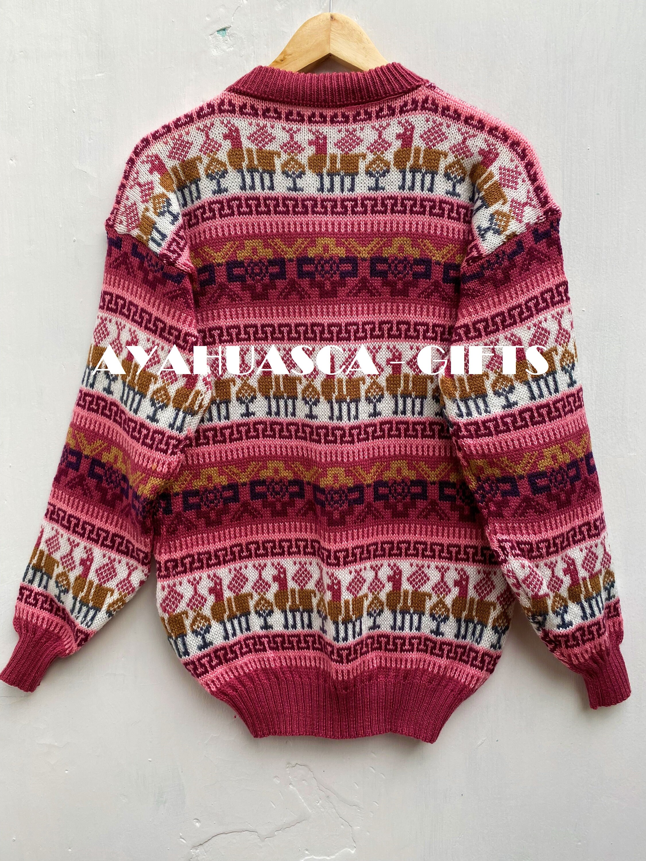 Pink Alpaca Sweater Peruvian Sweater Unisex Sweater - Etsy