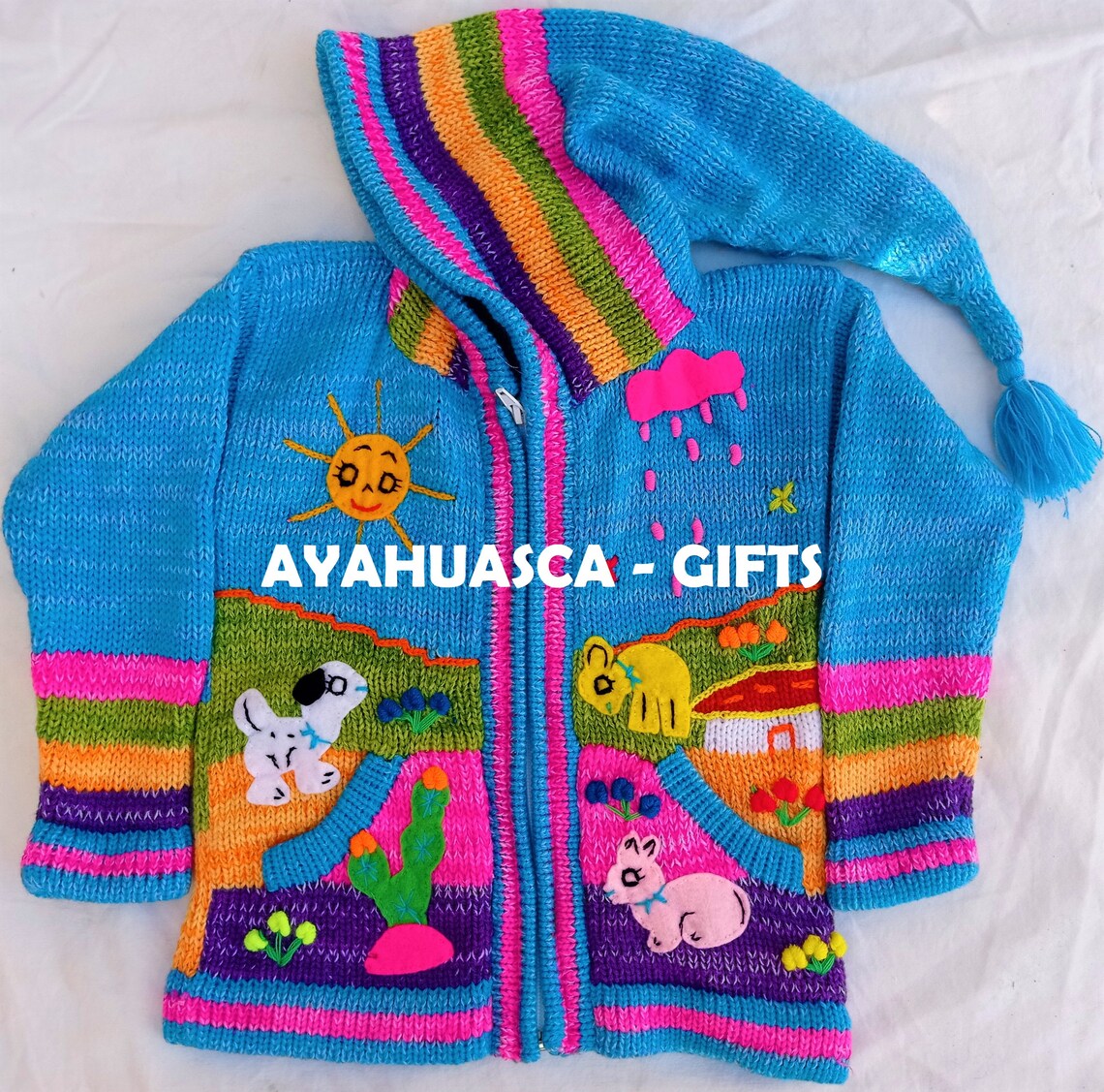Children's Cardigan Kids Hooded Sweater Knitted Jacket - Etsy