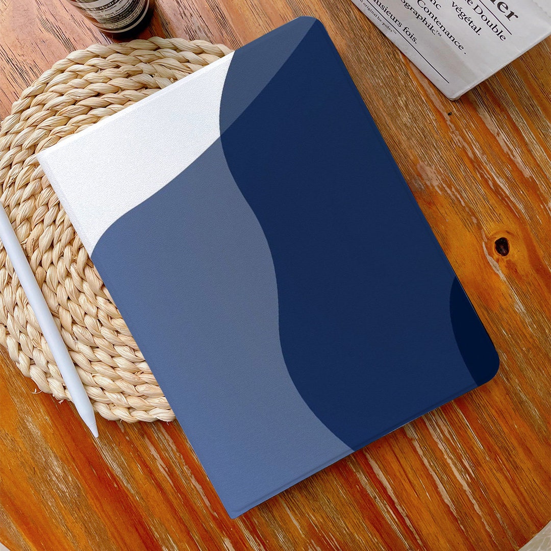 Dark Blue Flower iPad Case With Pencil Holder for iPad Air 4/5 iPad Pro ...