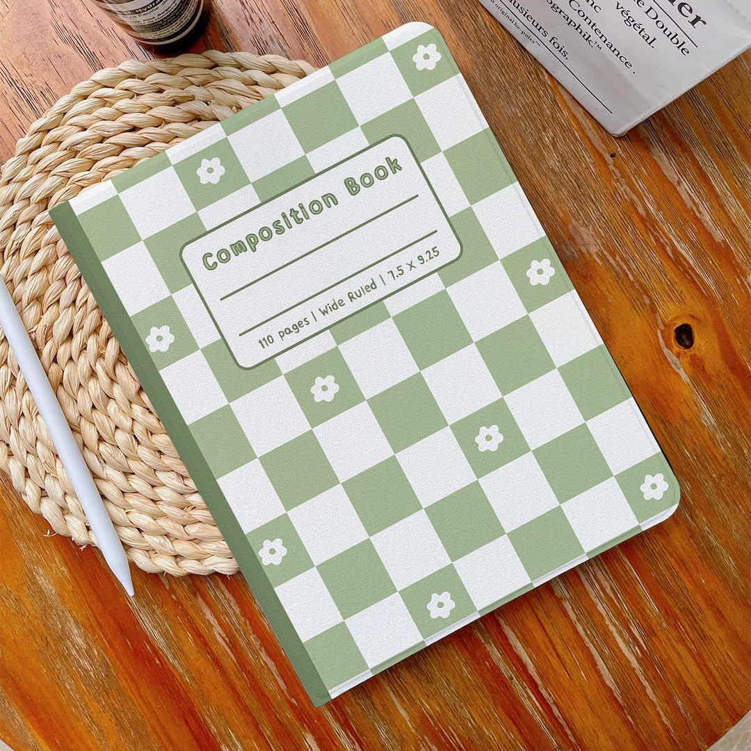 Green Checkerboard Notebook iPad Case With Pencil Holder for iPad 9.7 ...