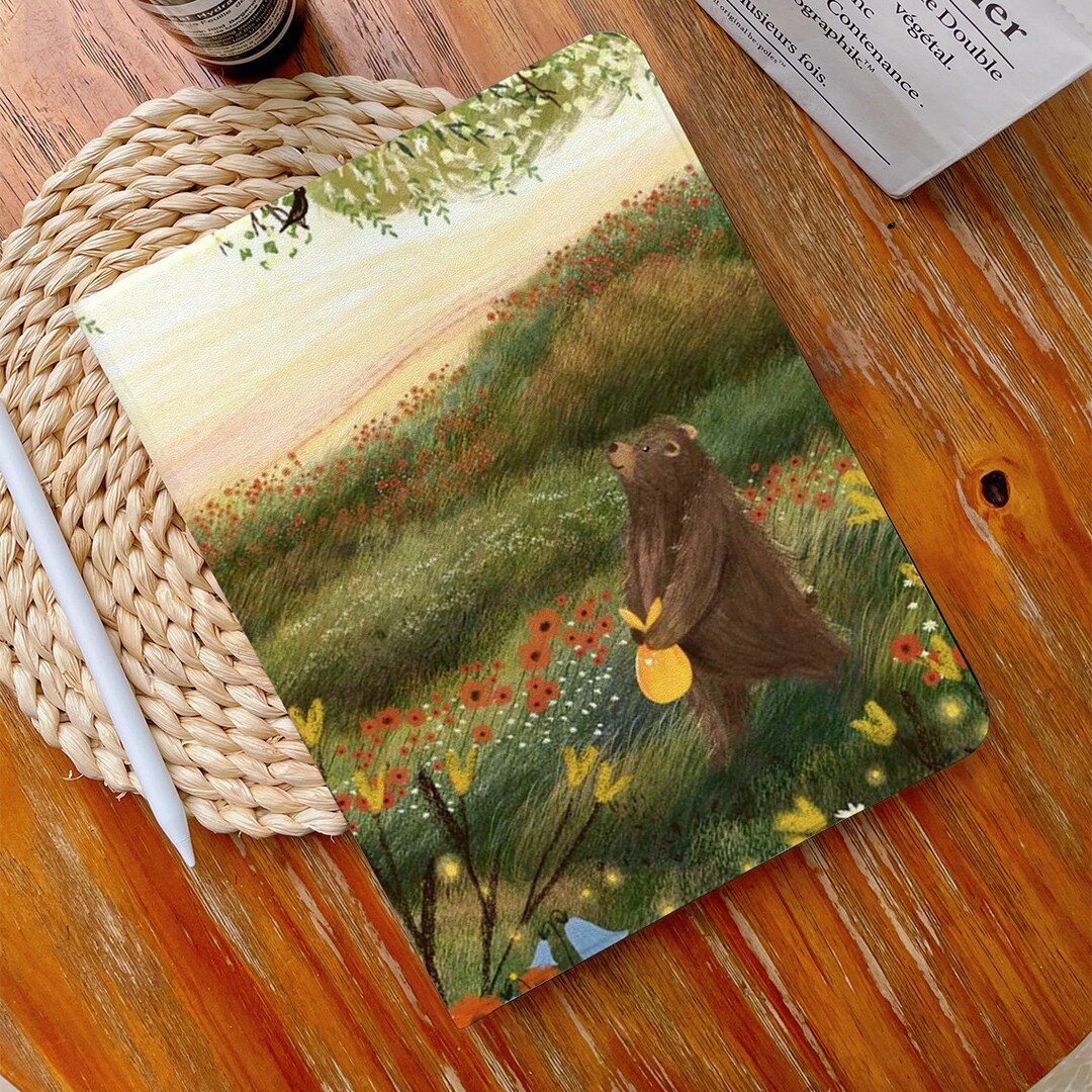Cute Bear Grassland iPad Case Cover for iPad Air 4/5 iPad 9.7" 10.2" 10 ...