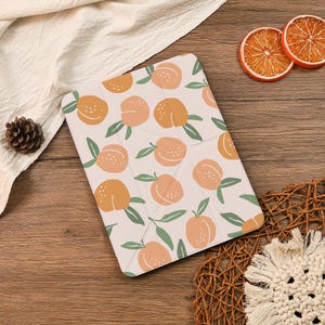 Peach Illustration Y+flip With Pencil Holder iPad Case for iPad Air 6/7 ...