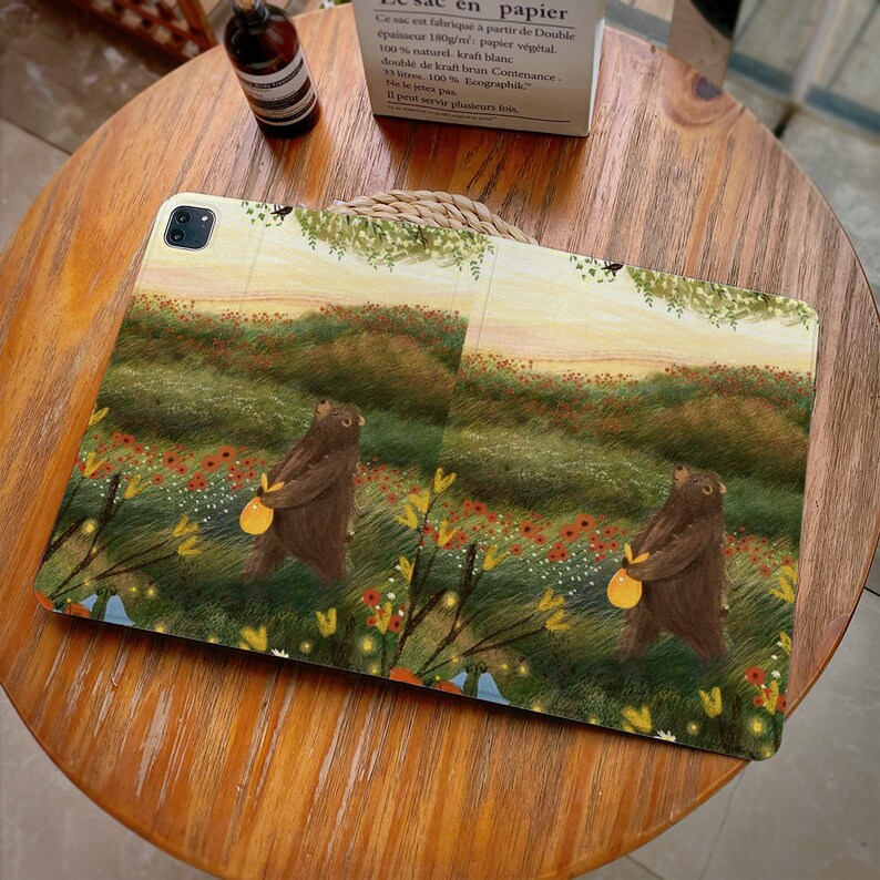 Cute Bear Grassland iPad Case Cover for iPad Air 4/5 iPad 9.7" 10.2" 10 ...