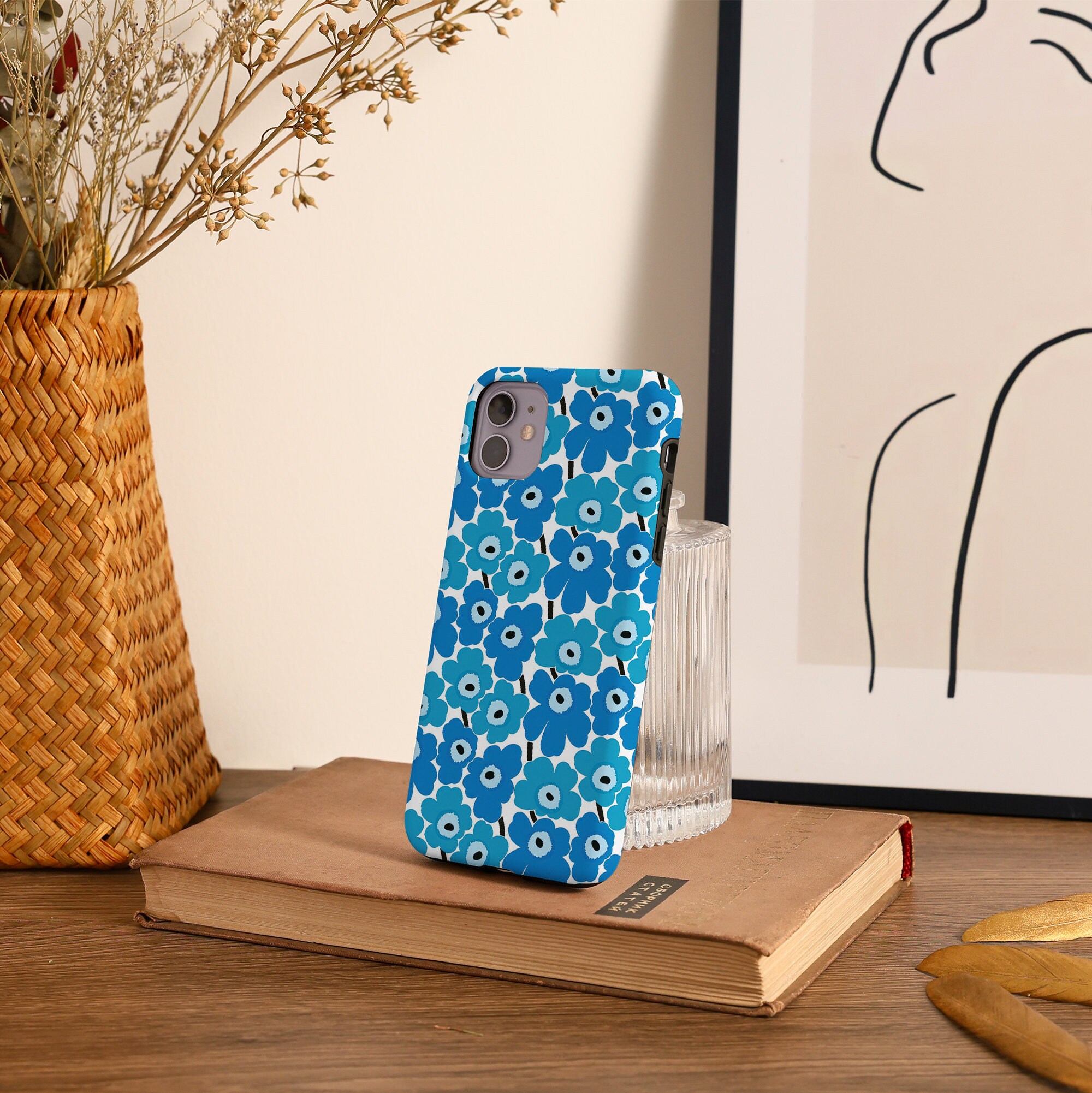 Blue Flower Clusters iPhone Case for iPhone 16e 16 15 14 12 13 Pro Max ...