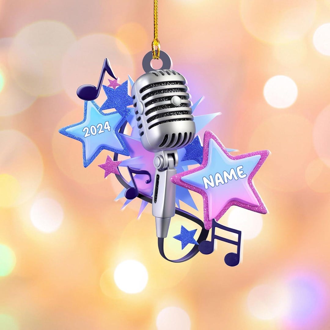 Personalized Microphone Ornament 2024 Singing Christmas Ornament ...