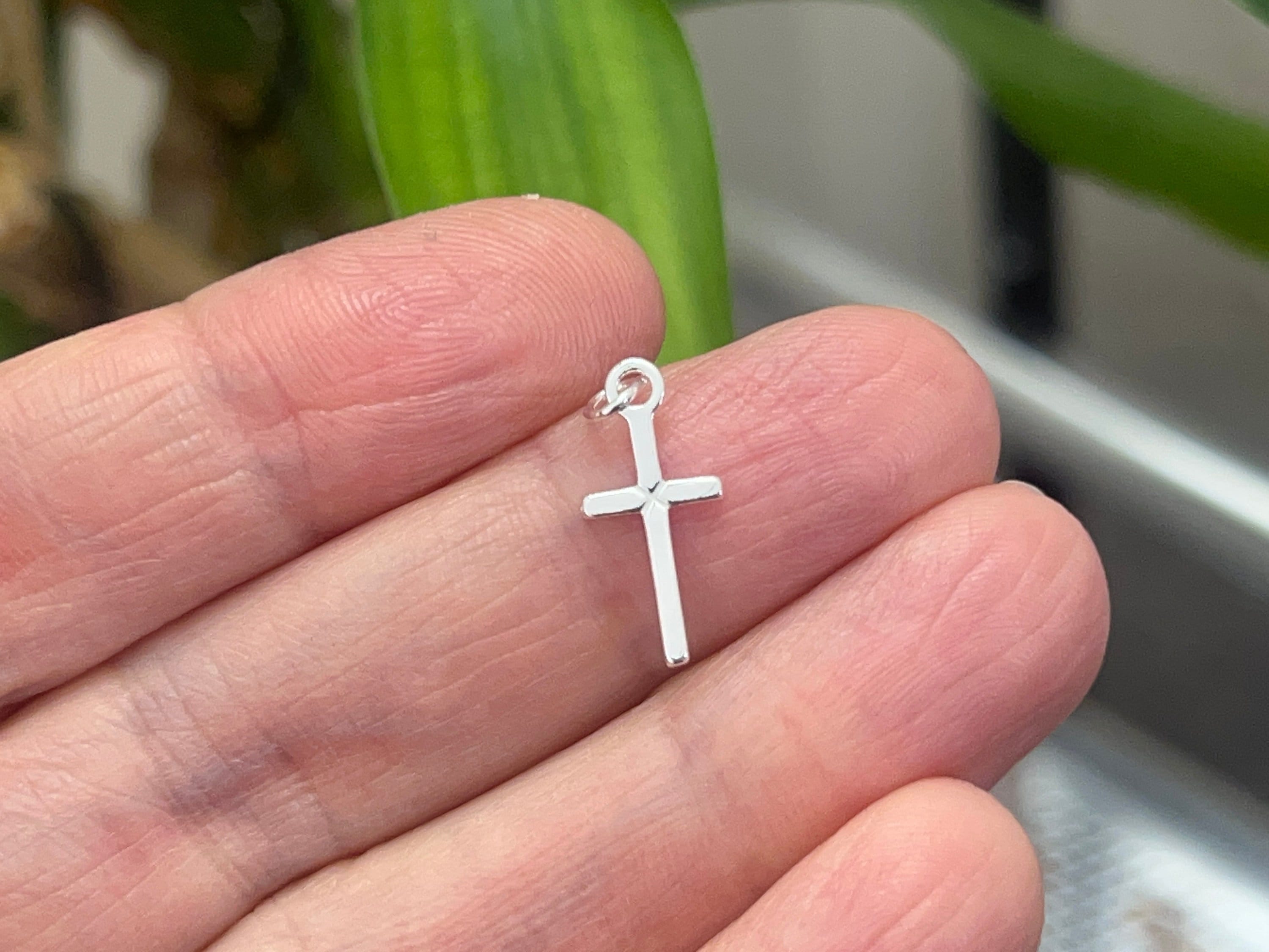 Cross Charm Silver Sterling Silver Cross Charm Silver Cross - Etsy