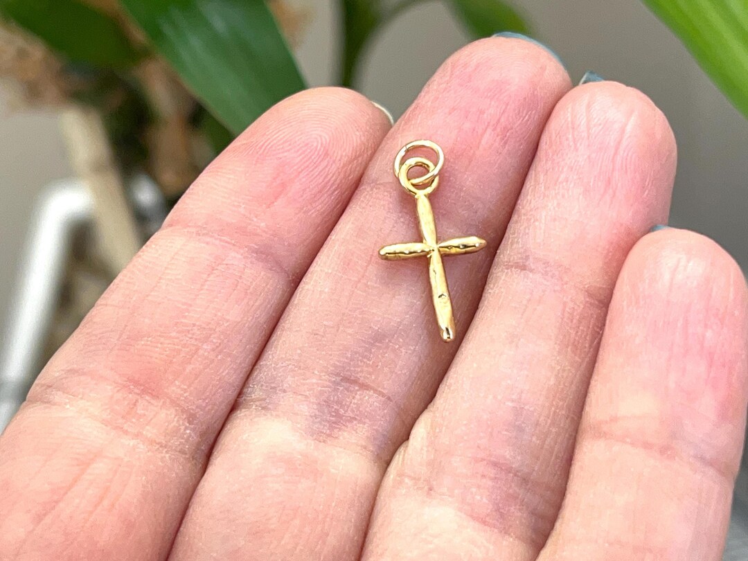 Vermeil Gold Cross Charm, Vermeil Gold Cross Pendent, Gift for Her ...