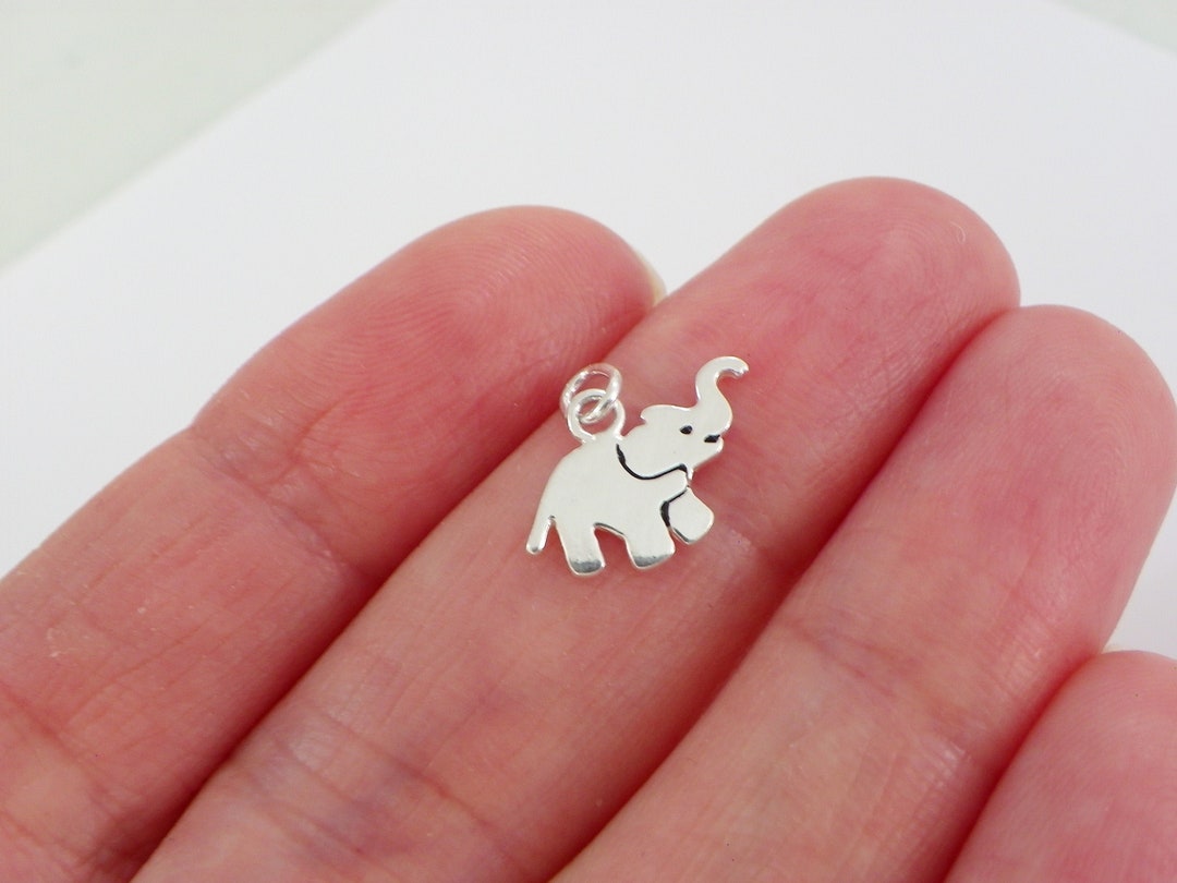 Sterling Silver Tiny Elephant Charm, Small Elephant Charm for Necklace ...