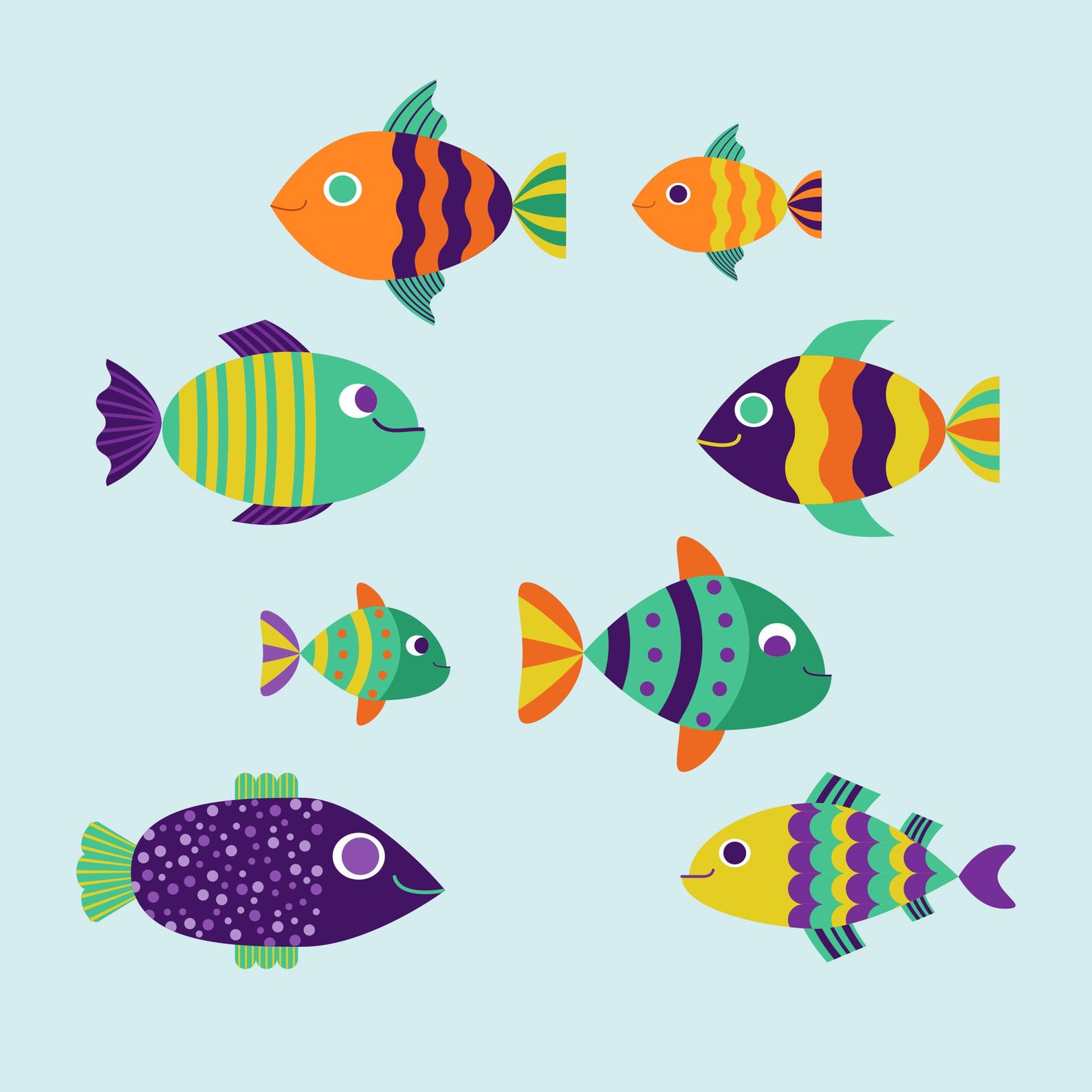 118 Small Fish, SVG, PNG, AI, Eps, Illustrations, Stripes, Spots ...