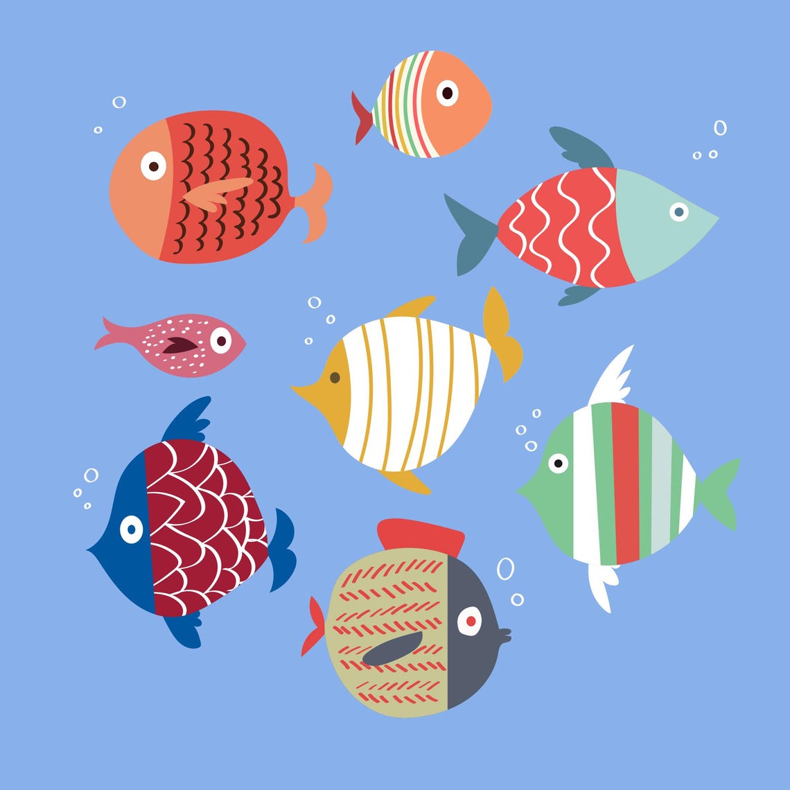 118 Small Fish, SVG, PNG, AI, Eps, Illustrations, Stripes, Spots ...