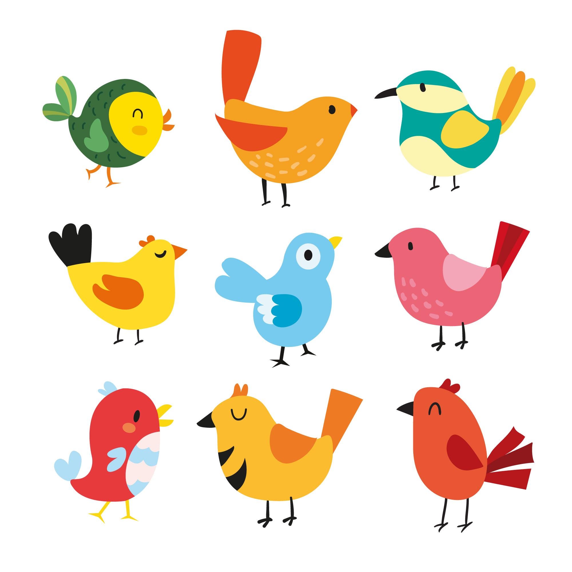 63 Cartoon Bird, SVG, PNG, AI, Eps, Illustrations, Stand, Fly, Sing - Etsy