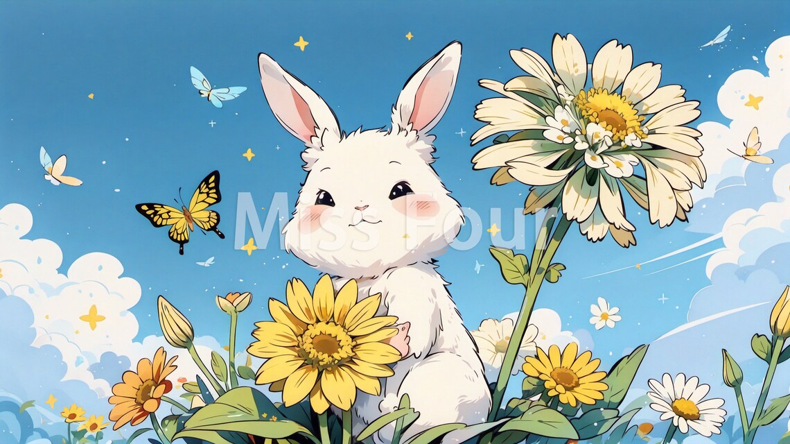 Rabbit Aesthetic Wallpapers 4k Desktop Wallpaper Ealistic Wallpaper - Etsy