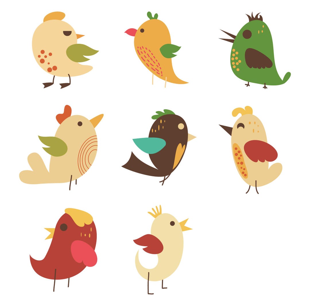 63 Cartoon Bird, SVG, PNG, AI, Eps, Illustrations, Stand, Fly, Sing - Etsy