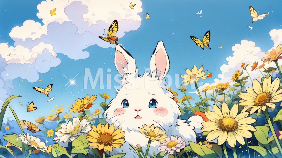 Rabbit Aesthetic Wallpapers 4k Desktop Wallpaper Ealistic Wallpaper - Etsy