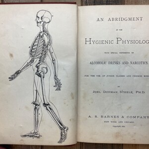 Vintage Creepy Spooky Halloween Decor Skeleton Book 1884 Hygienic ...