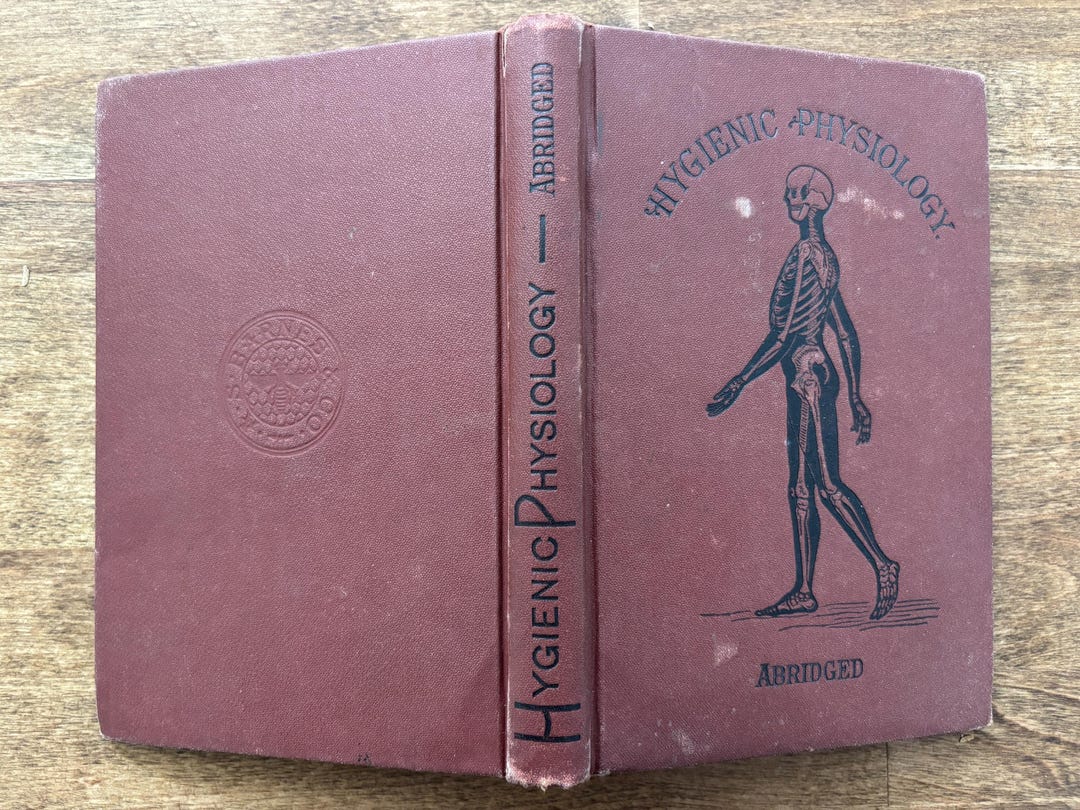 Vintage Creepy Spooky Halloween Decor Skeleton Book 1884 Hygienic ...