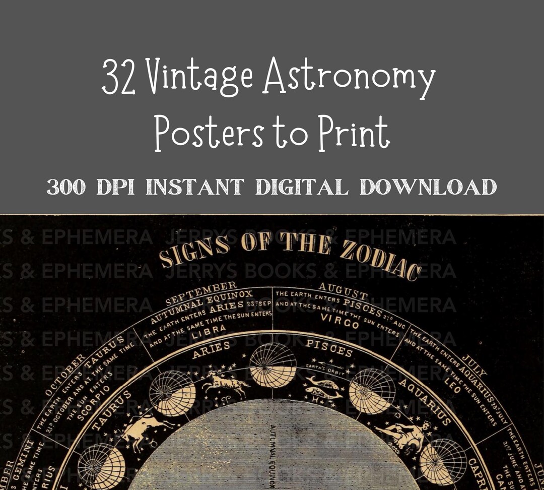 Vintage Astronomy Printable Posters Astrology 1800s PNG Download All 32 ...