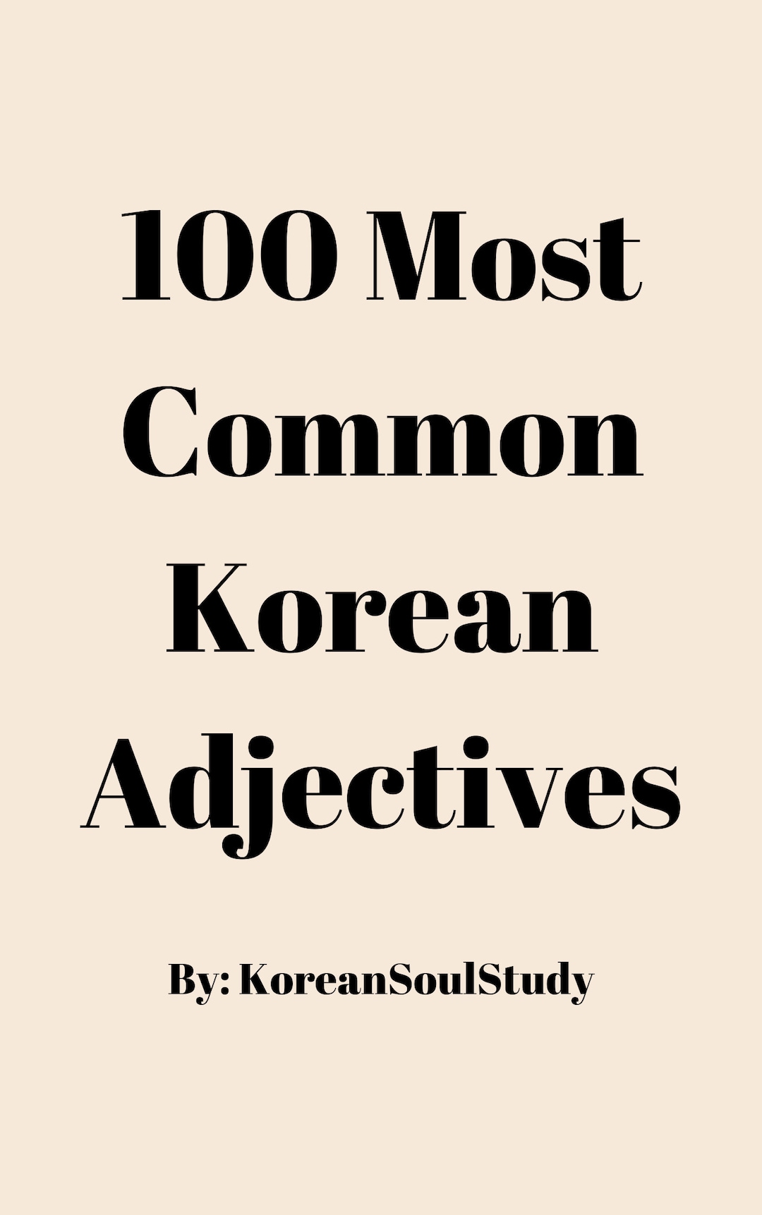 100 Most Common Korean Adjectives PDF - Etsy