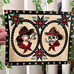American Traditional Cowboy Tattoo Flash Art Print - Etsy