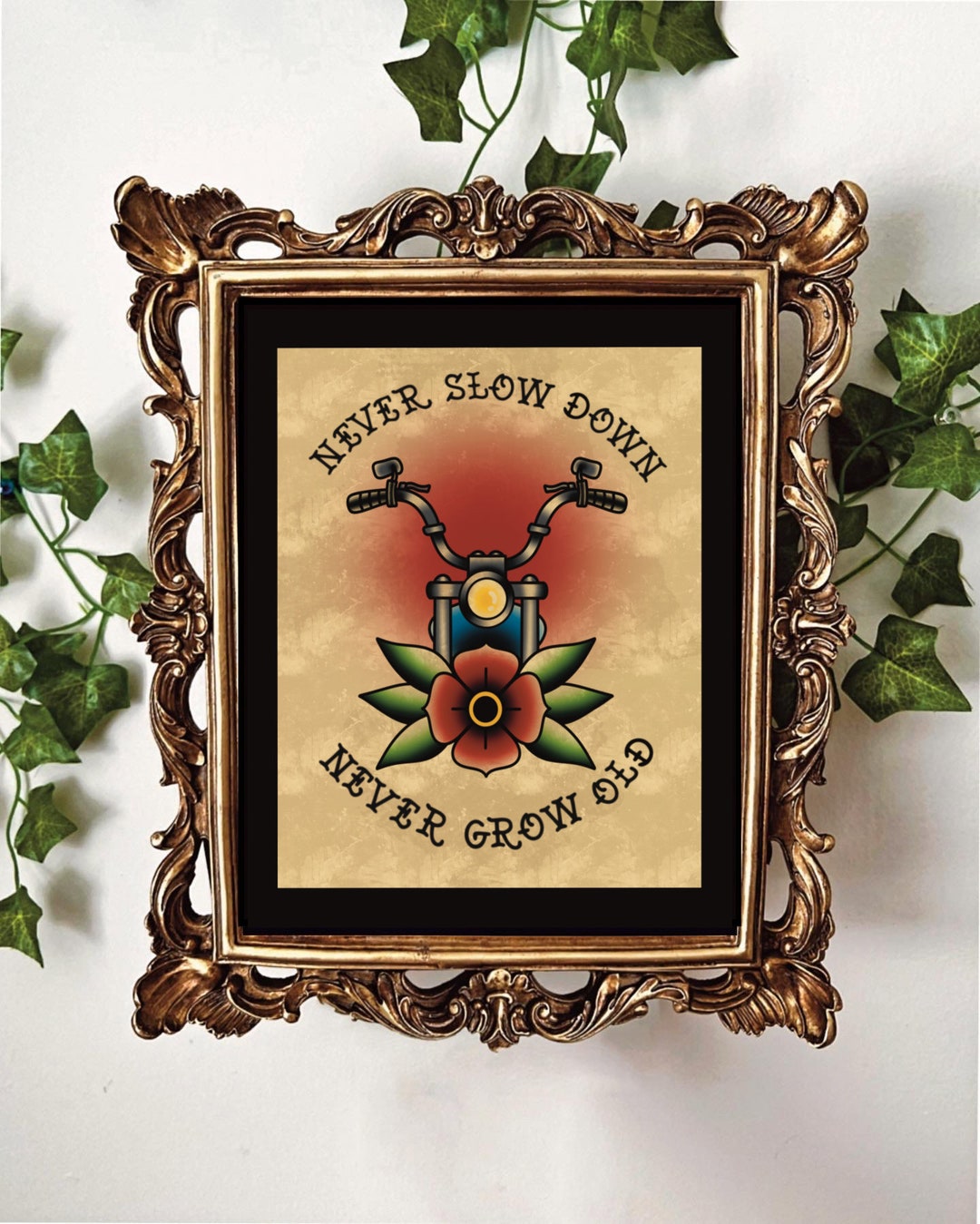 American Traditional Motorcycle Tattoo Flash Art Print - Etsy