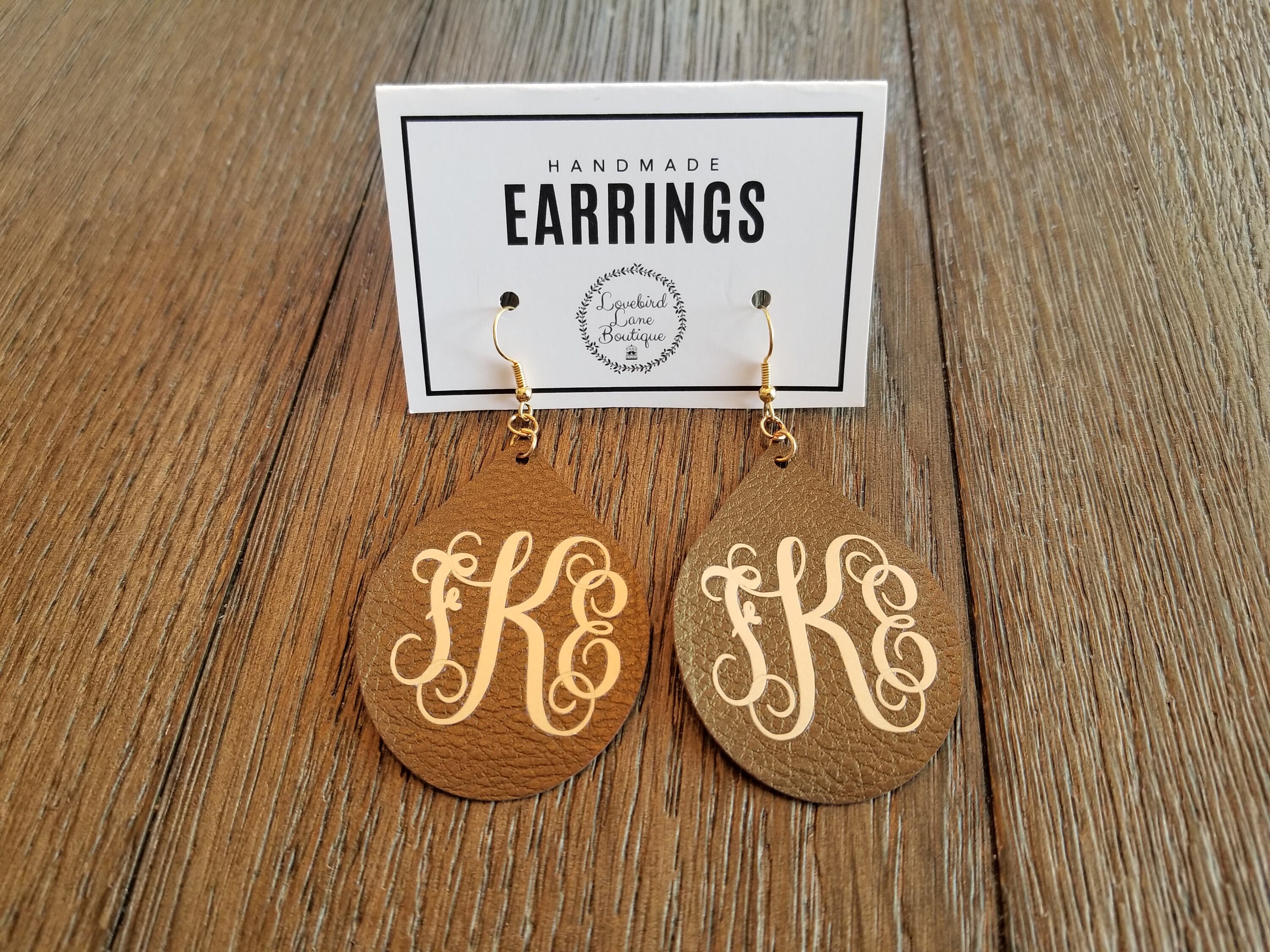 Customizable Faux Leather Earrings Interlocking Monogram - Etsy