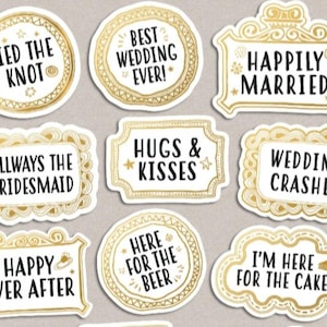 Wedding Photo Booth Props, Printable Wedding Signs, 26 Wedding Party ...