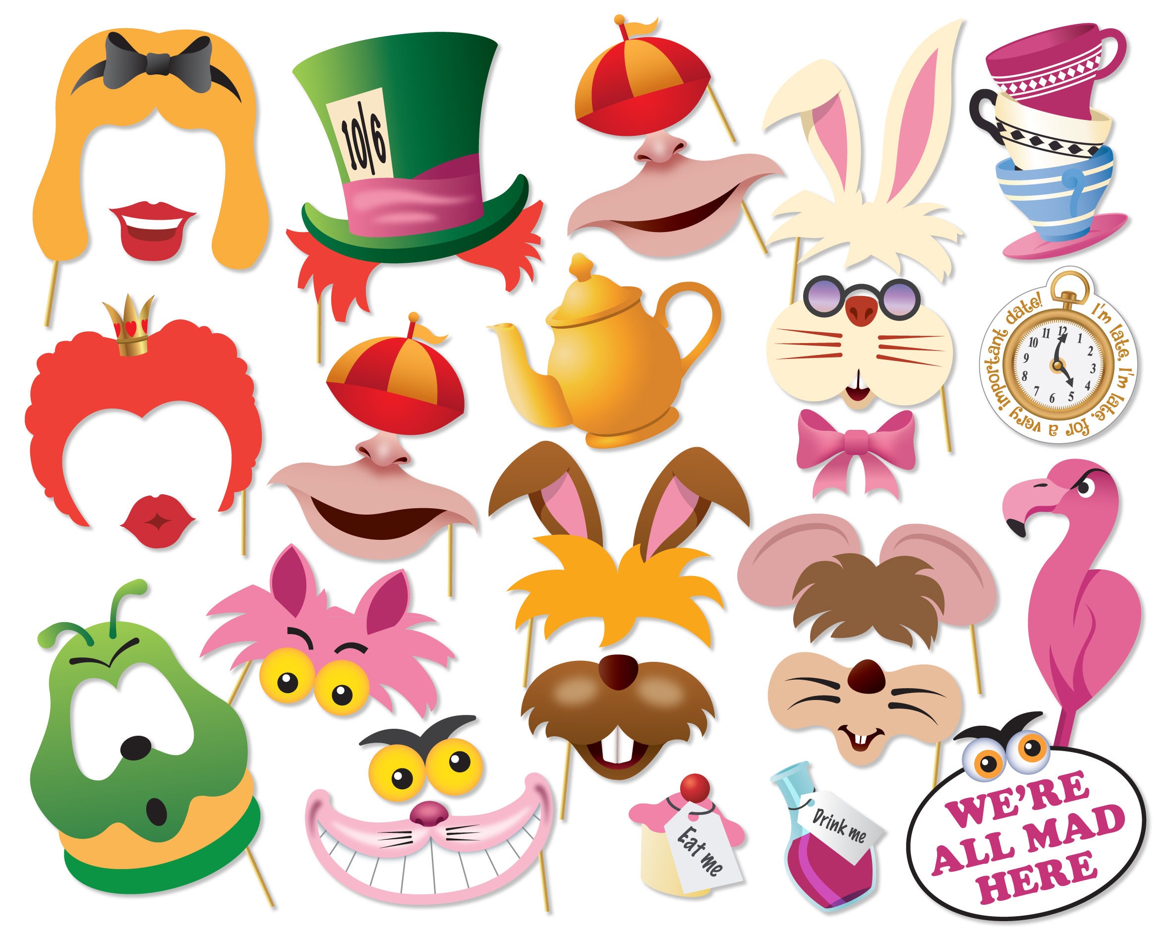 Alice in Wonderland Photo Booth Props Mad Hatter Party Photo | Etsy