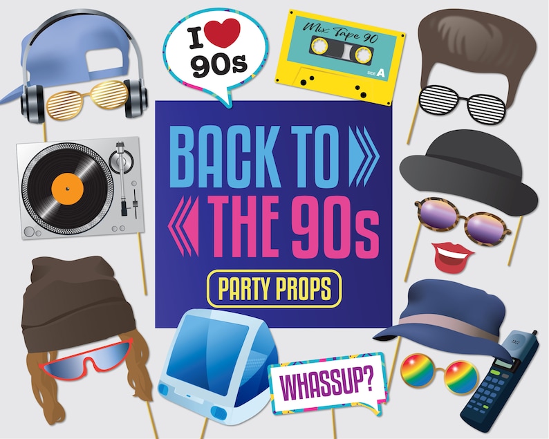 90s Printable Photo Booth Props 90s Style Photobooth Props - Etsy