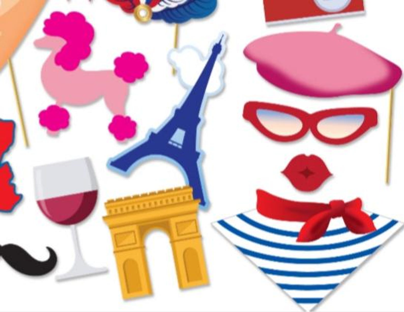 French Photo Booth Props, Vive La France Printable Party Props, French ...