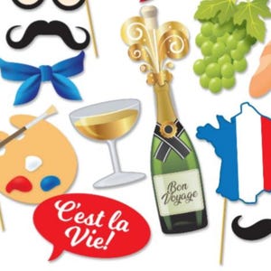 Paris Photo Booth Props, Vive La France Printable Party Props, French ...