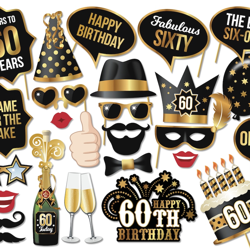 60th Props for Booth - Etsy UK