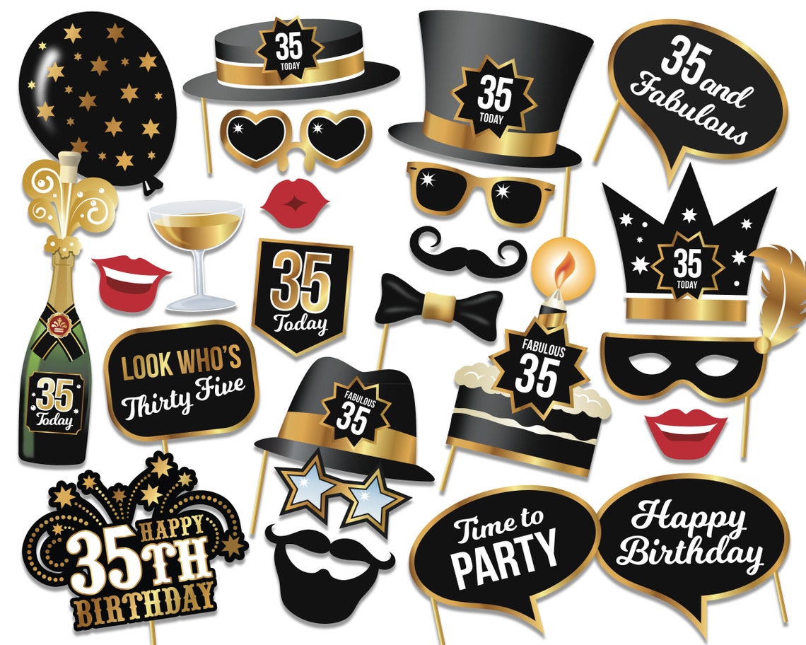 35th Birthday Photo Booth Props 35 Today Party Props Printable PDF ...