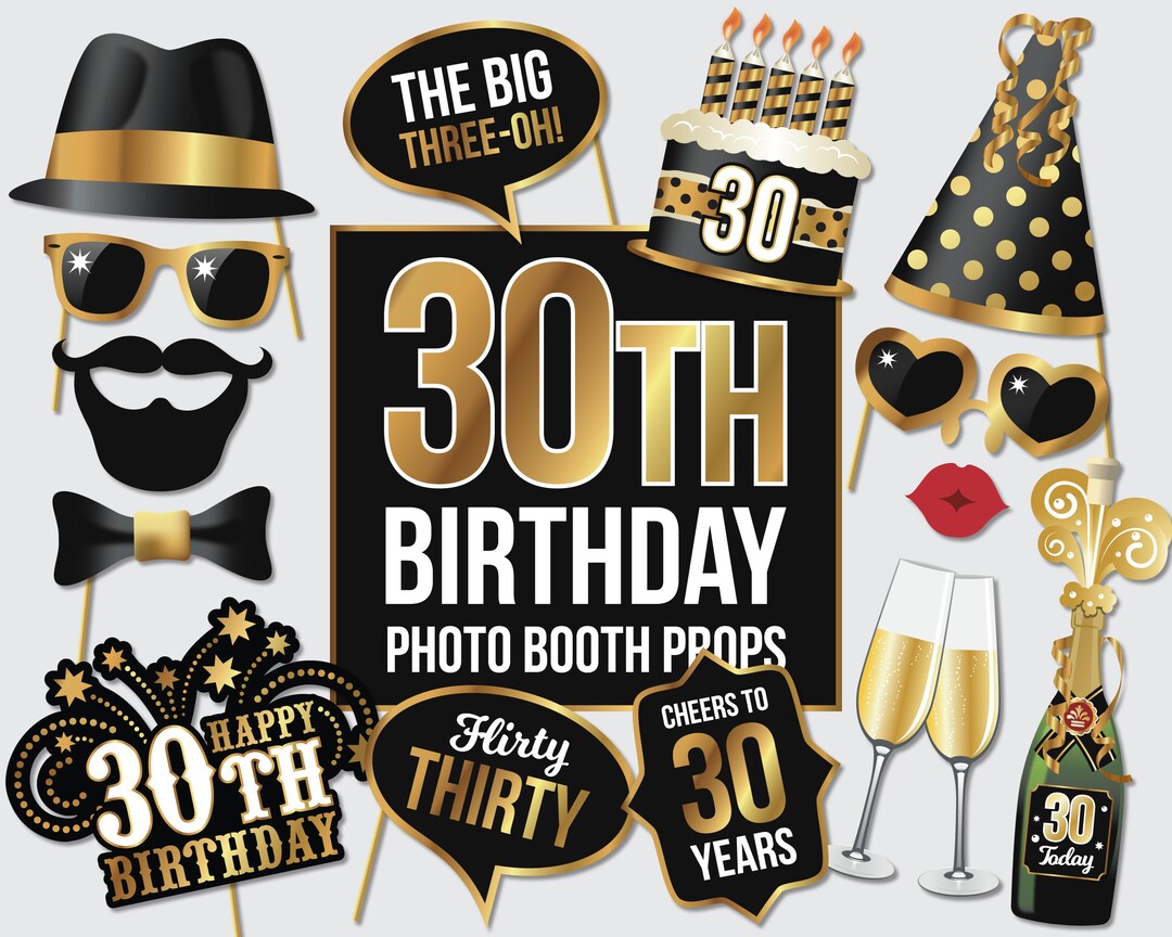 Birthday Photo Booth Props - 30 Today - Party Props - Printable PDF ...
